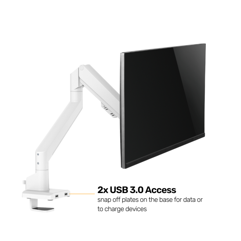 Single Monitor Thin Gas Spring Monitor Arm with USB Ports - the Aryl