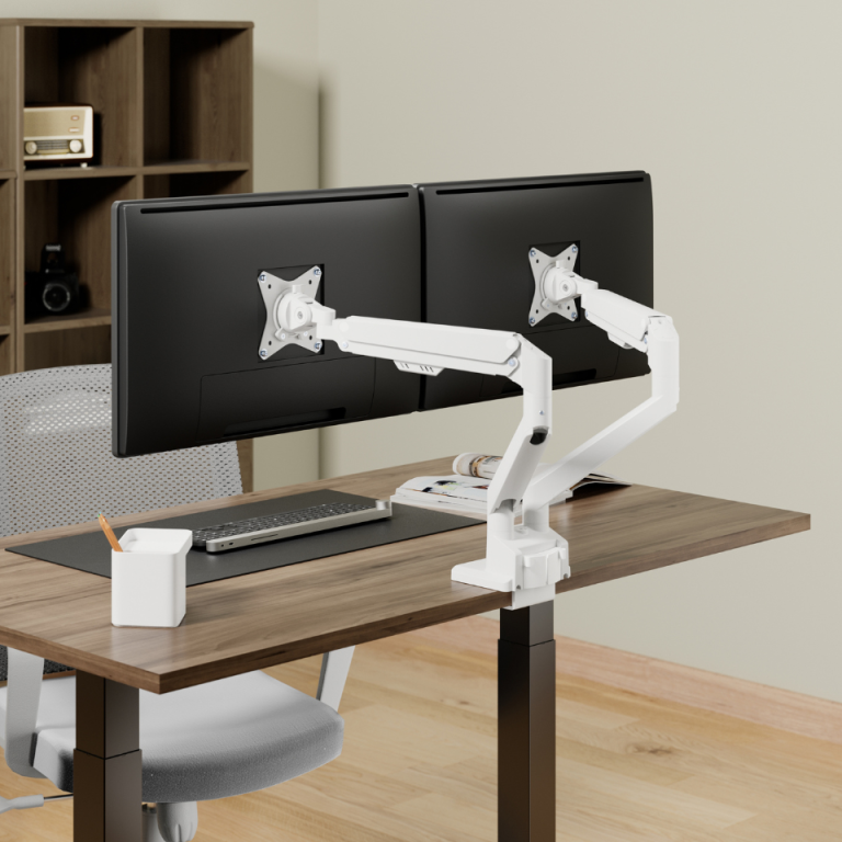 Dual Monitor Thin Gas Spring Monitor Arm with USB Ports - the Aryl