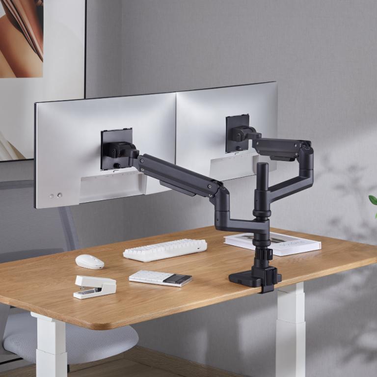 Fabulous Pole-Mounted Heavy-Duty Gas Spring Dual Monitor Arm - the Aryl